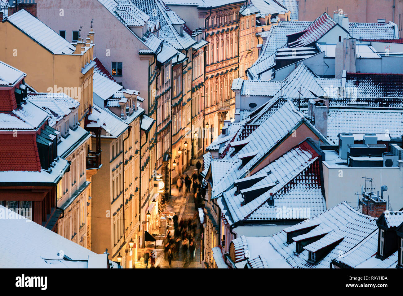 Prague streets - aerial view. Prague, Bohemia, Czech Republic Stock ...