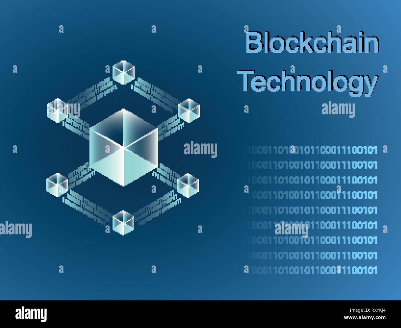 Blockchain line icon logo concept on dark background. Cryptocurrency ...