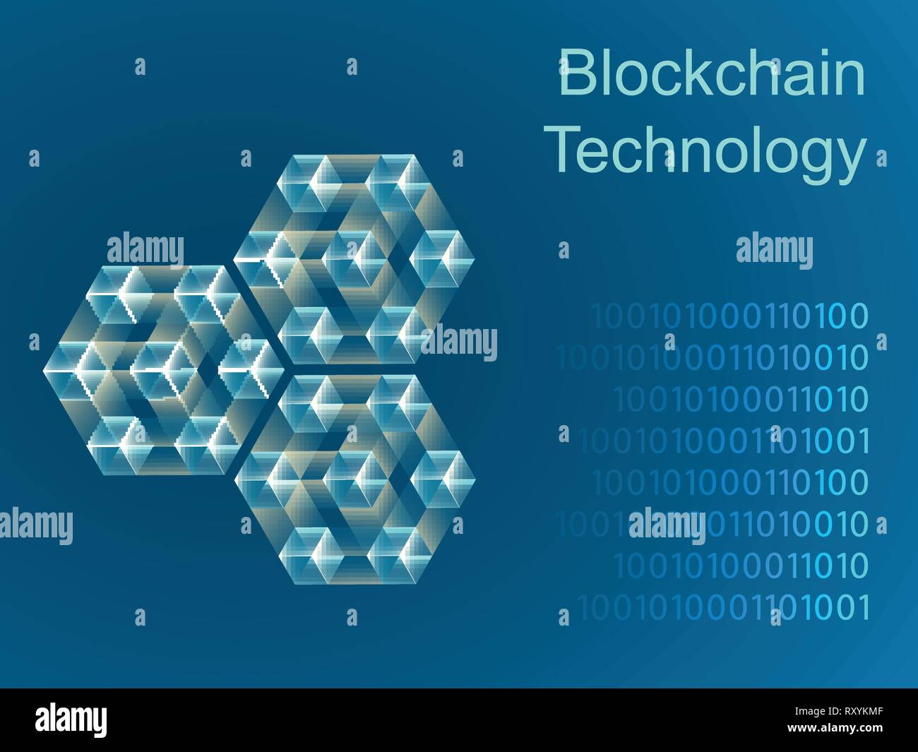 Blockchain concept slider banner design with isometric blocks chain ...