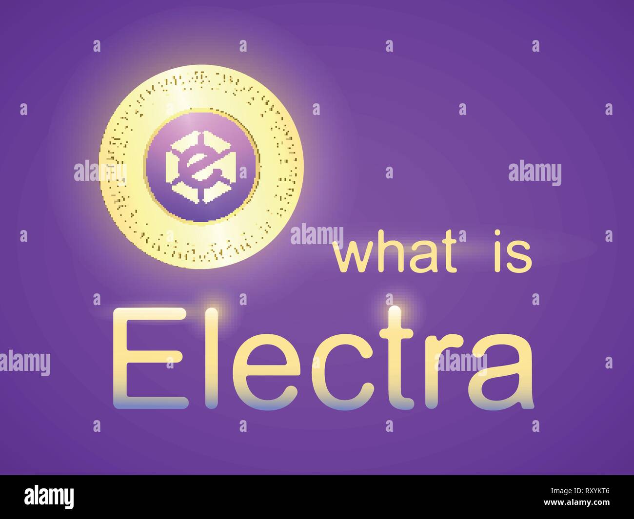 Banner with realistic gold coin electra and dark blue background ...