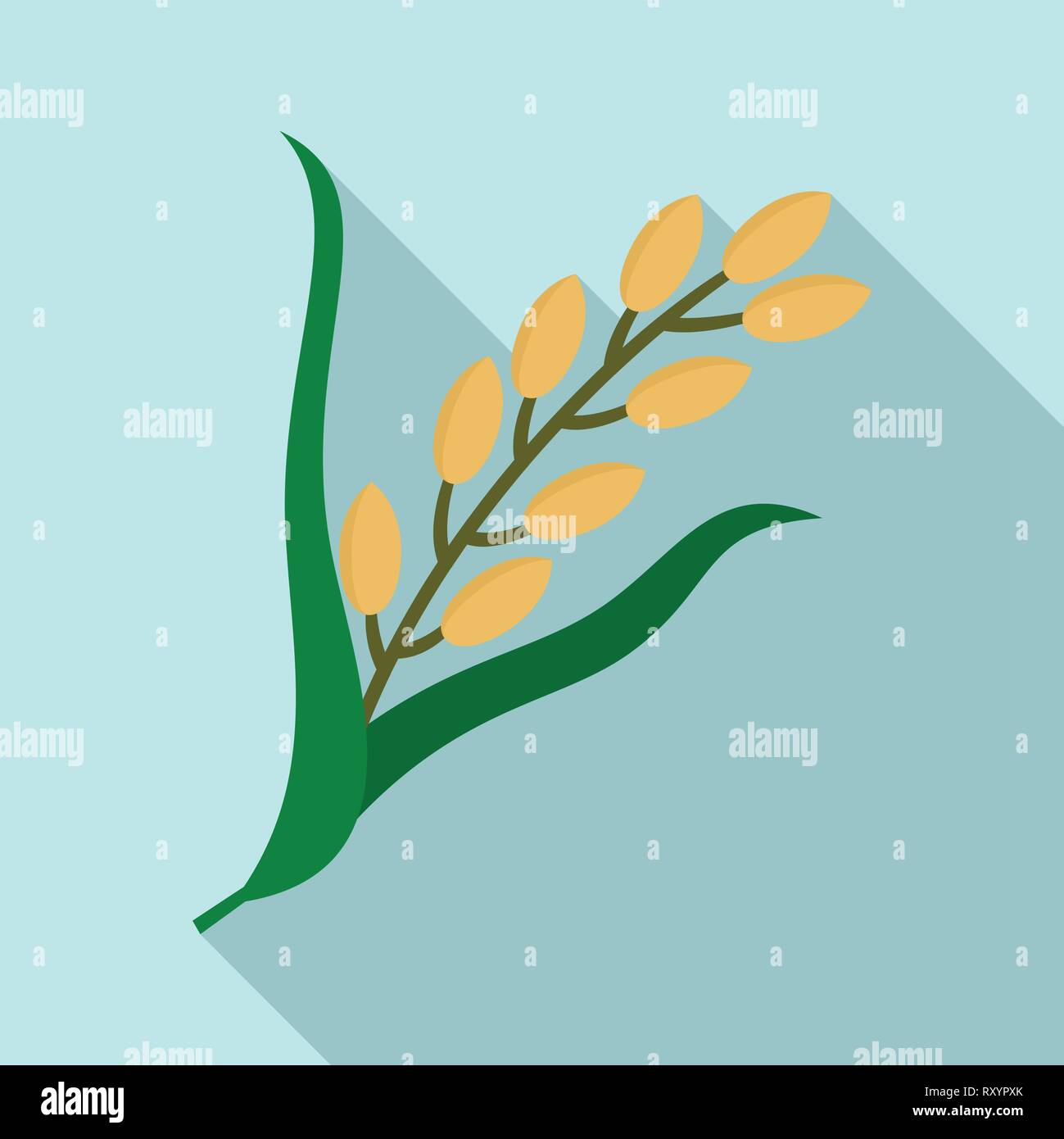 Rice plant icon. Flat illustration of rice plant vector icon for web ...