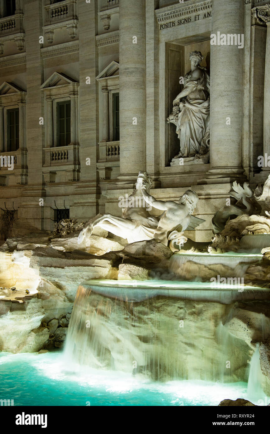 Trevi Fountain Statue of Abundance sculpture in Rome, Italy Stock Photo ...