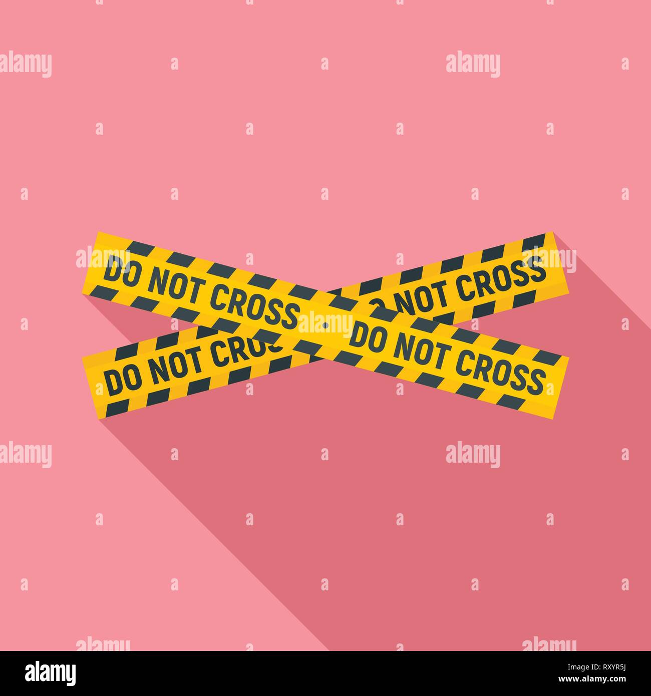 Do not cross police line icon. Flat illustration of do not cross police ...