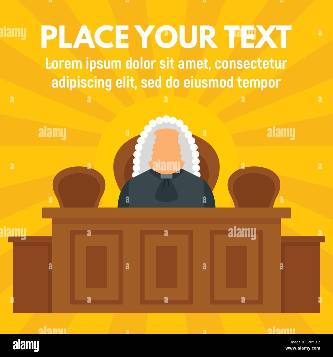 Judge courthouse concept background. Flat illustration of judge ...