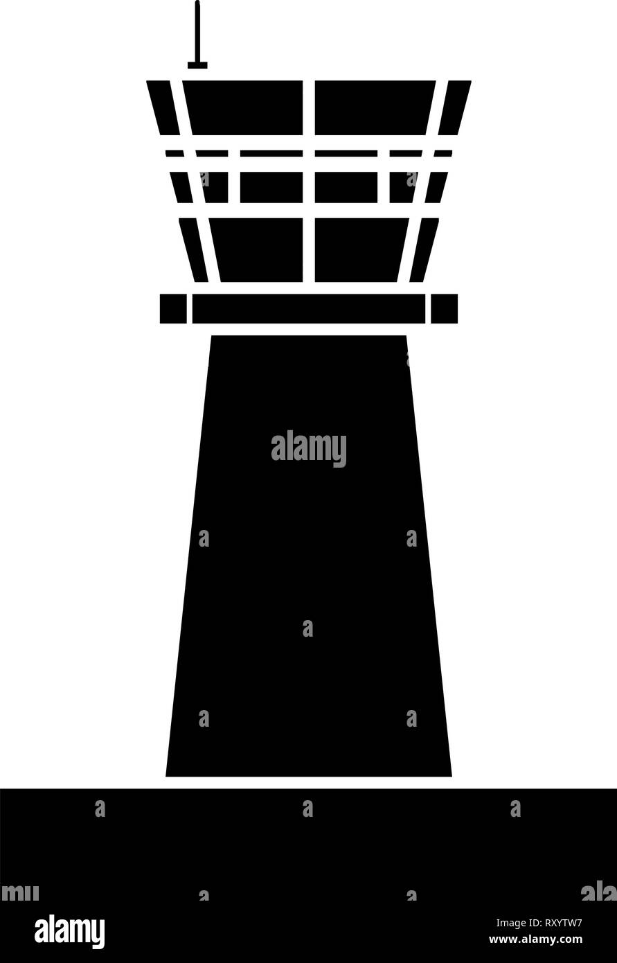 Airport control tower Control tower air traffic icon black color vector ...