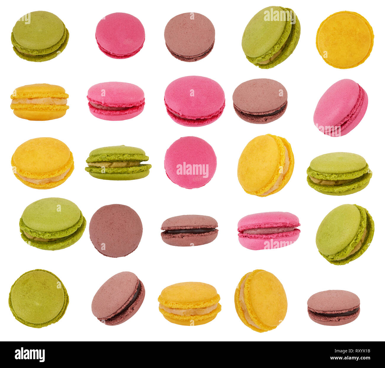 french colorful macarons isolated on white background Stock Photo - Alamy