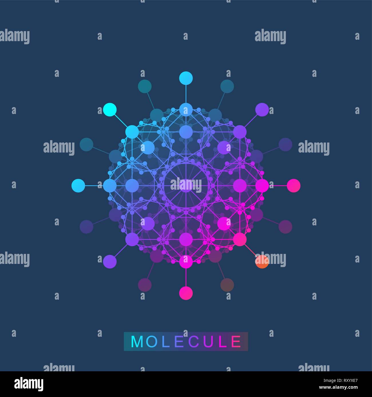 Molecule logo template icon, science genetics logotype, DNA helix ...