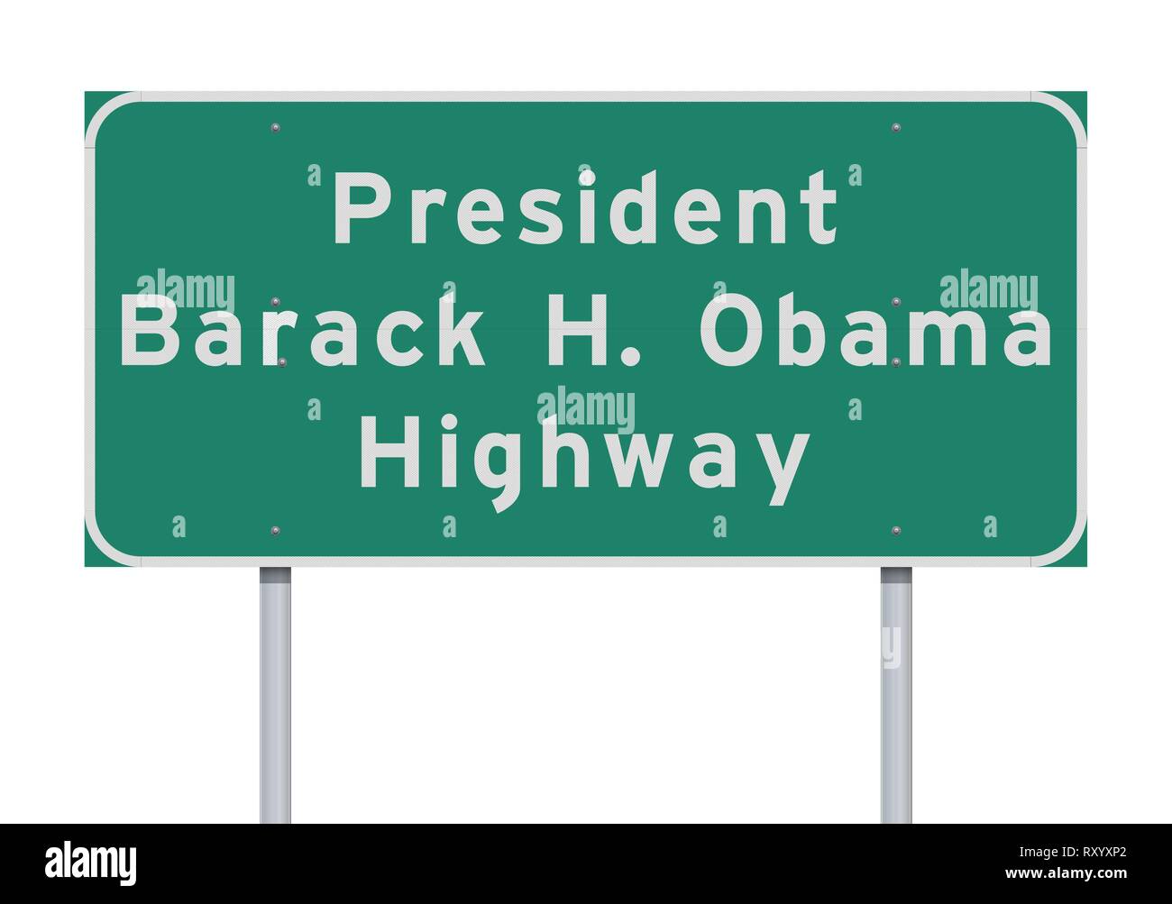 Vector illustration of the President Barack Obama Highway green road ...