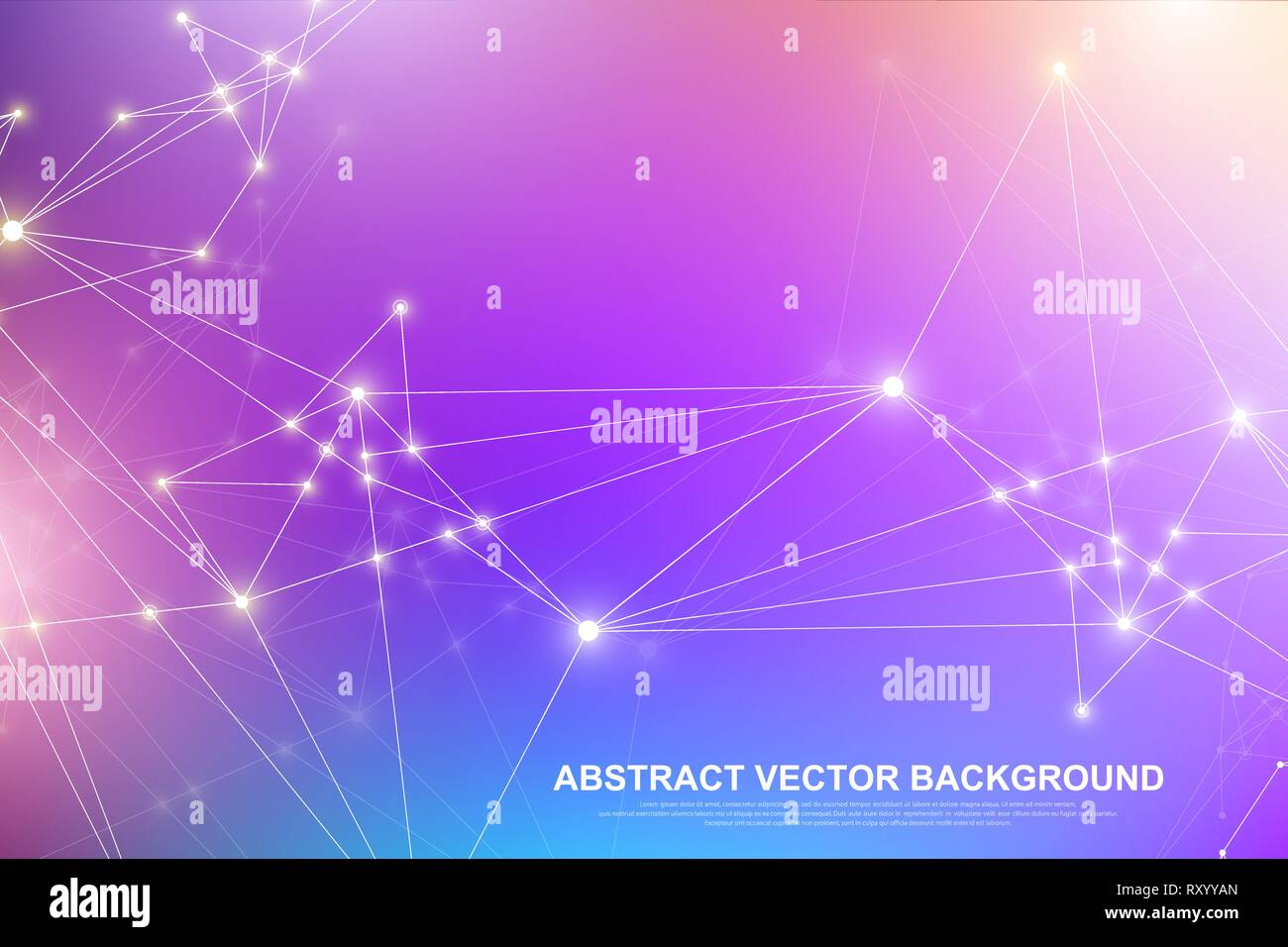 Abstract plexus background with connected lines and dots. Wave flow ...