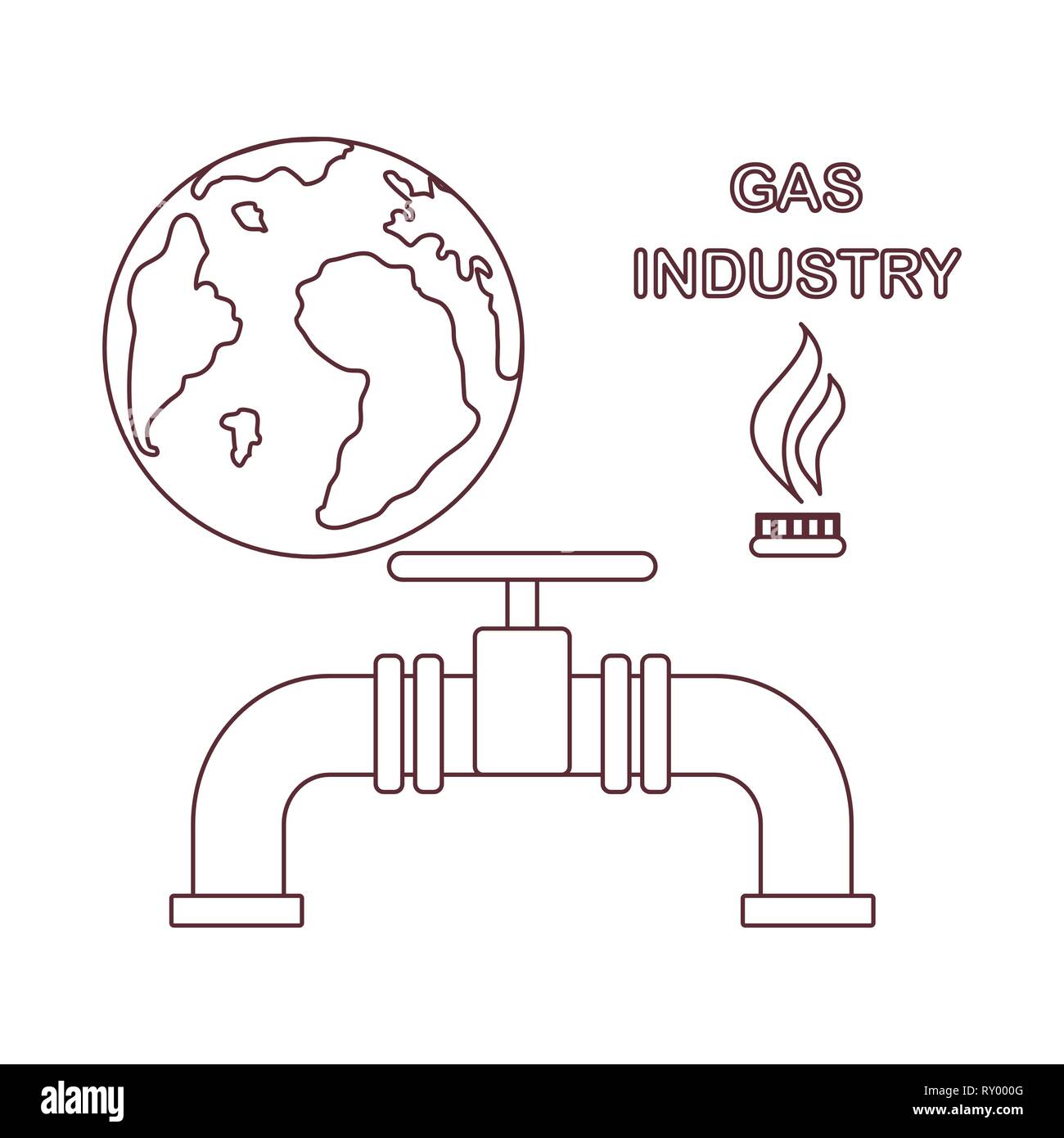 Vector illustration with equipment for gas production and earth. Gas ...
