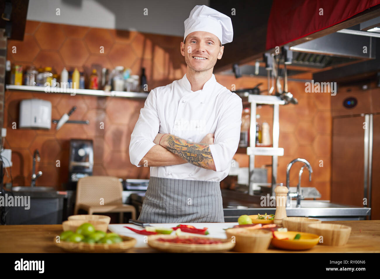 Handsome Chef Posing Stock Photo - Alamy