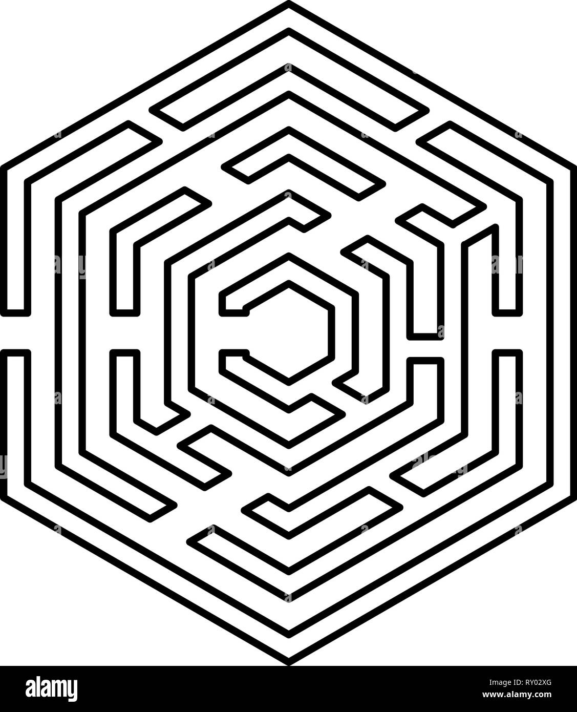Hexagonal Maze Hexagon maze Labyrinth with six corner icon black color ... Hexagonal Maze Hexagon maze Labyrinth with six corner icon black color ...