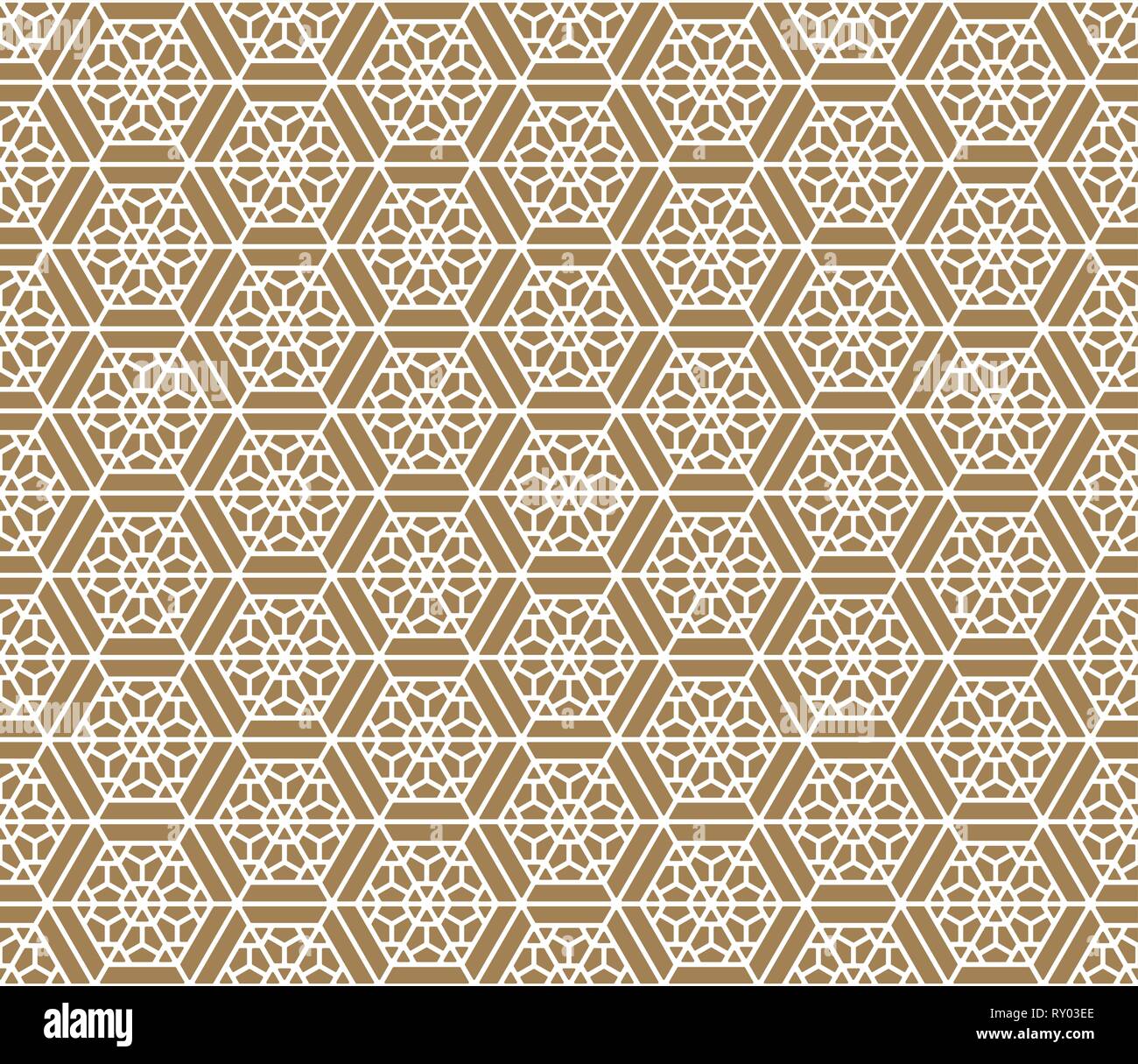 Japanese seamless pattern in style Kumiko.Golden color background and ...
