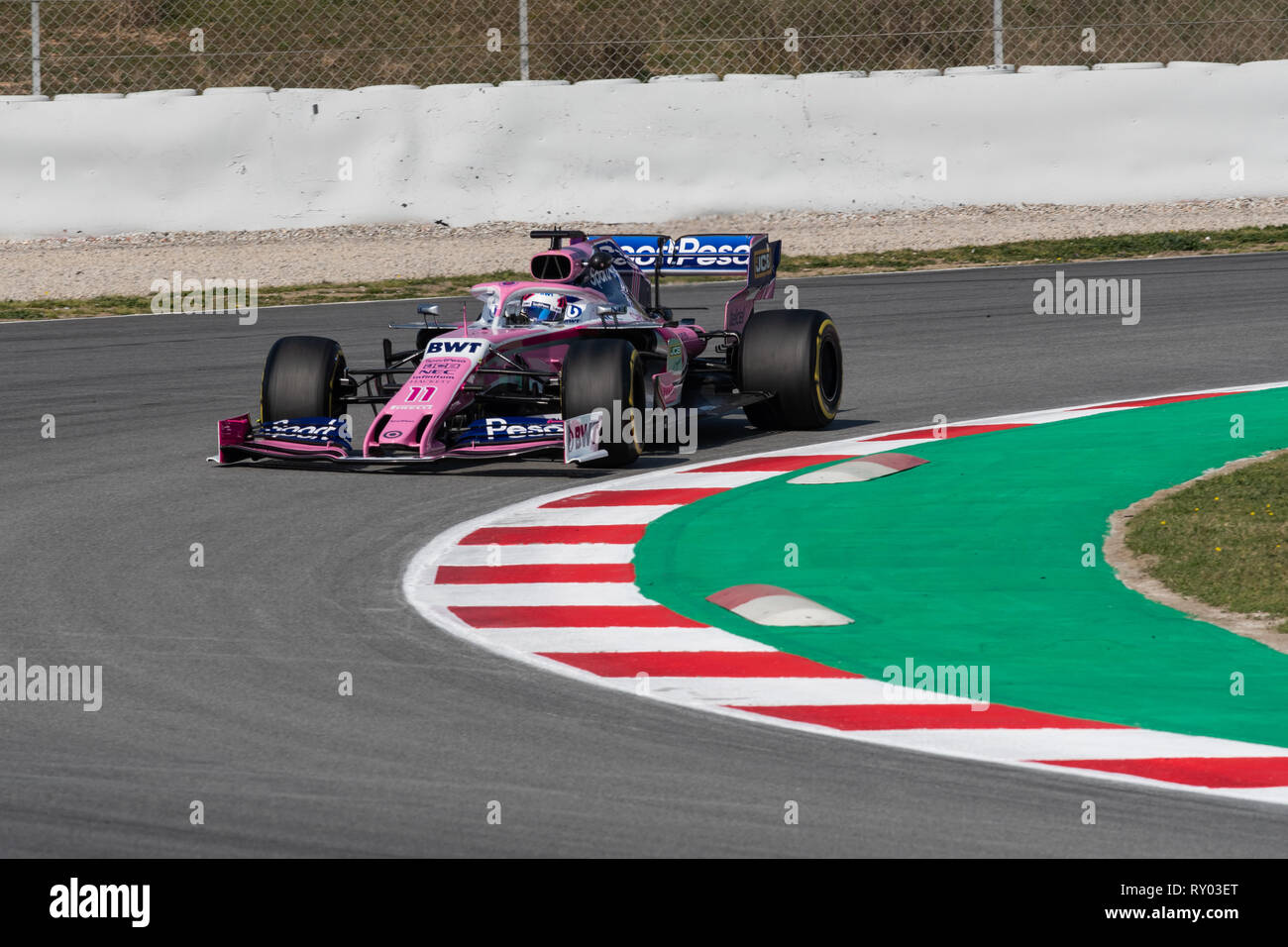 Barcelona, Spain, Mar, 1st, 2019 - Sergio Perez from Mexico (11) with ...