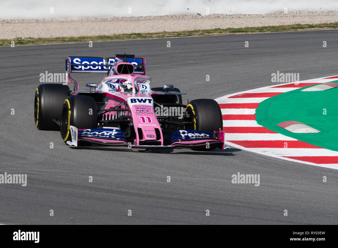 Barcelona, Spain, Mar, 1st, 2019 - Sergio Perez from Mexico (11) with ...