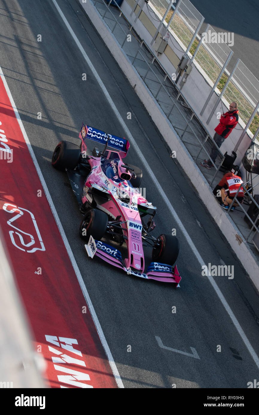 Barcelona, Spain, Mar, 1st, 2019 - Sergio Perez from Mexico (11) with ...