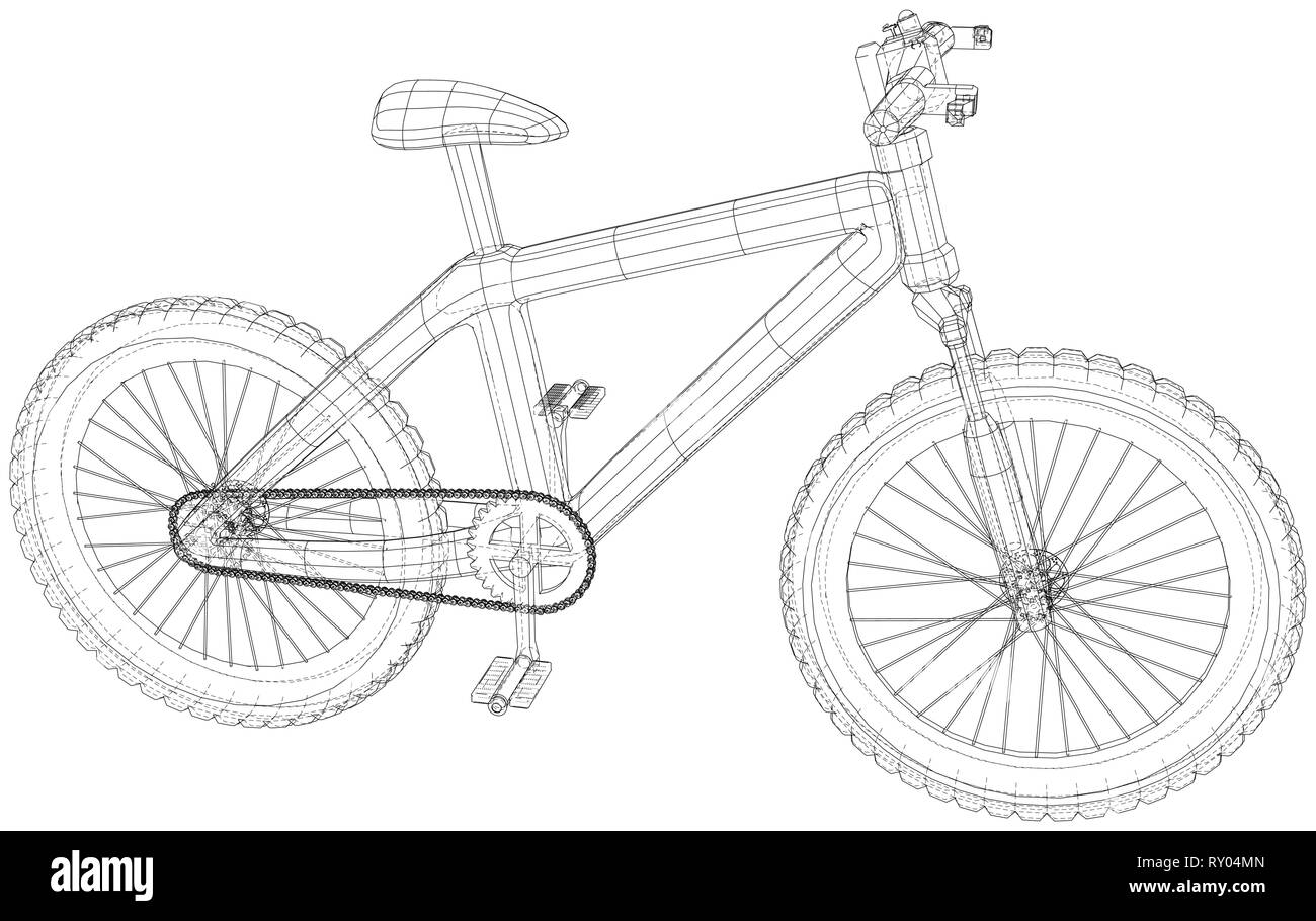 Bicycle blueprint. Outline bicycle on white background. Created ...