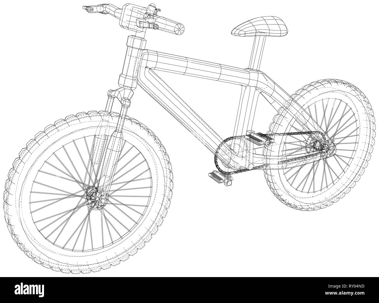 Bicycle blueprint. Outline bicycle on white background. Created ...