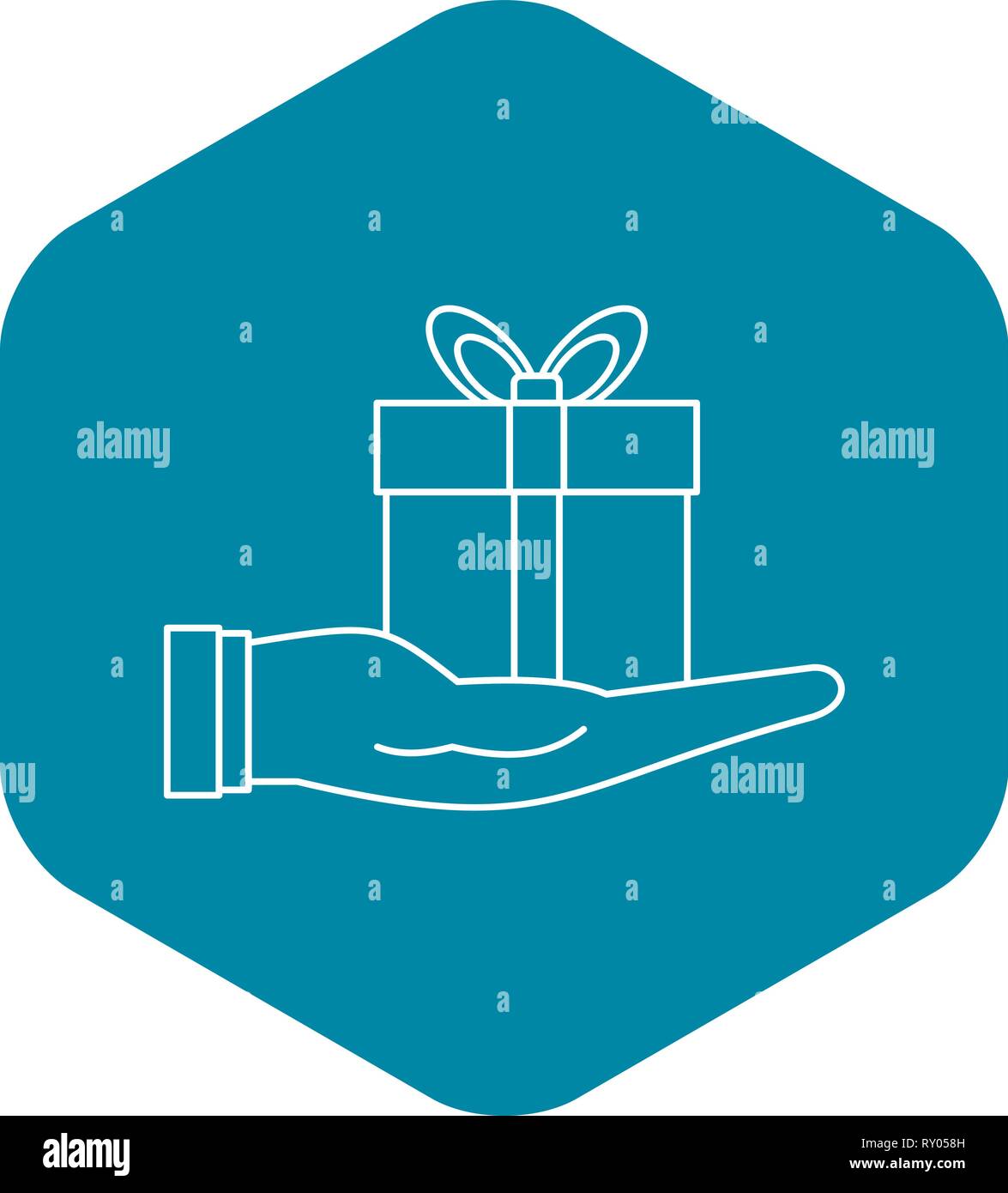 Gift box in hand icon, outline style Stock Vector Image & Art - Alamy
