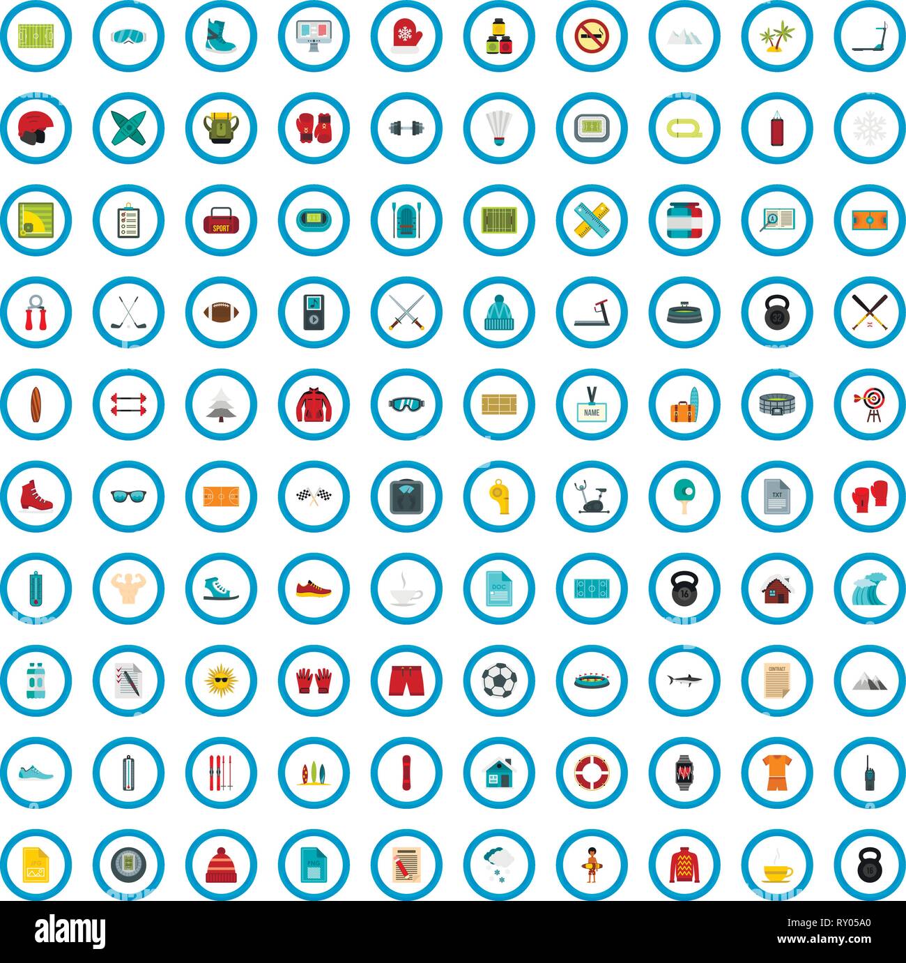 100 exercise journal icons set, flat style Stock Vector Image & Art - Alamy