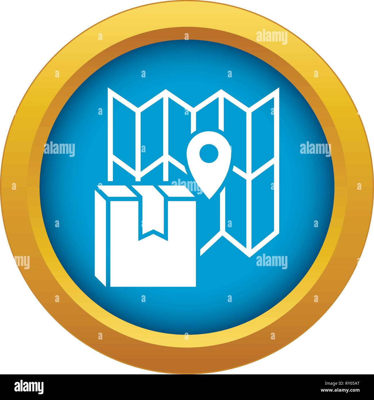 Gps tracking delivery box icon blue vector isolated Stock Vector Image ...
