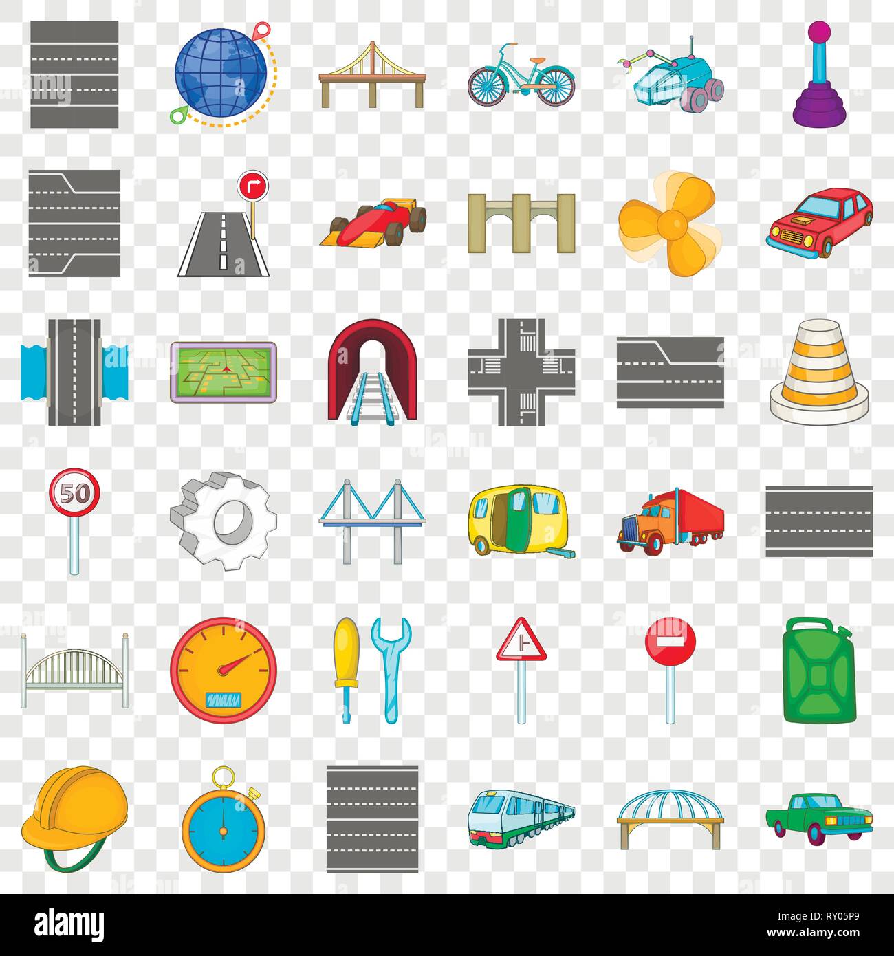 Bridge road icons set, cartoon style Stock Vector Image & Art - Alamy