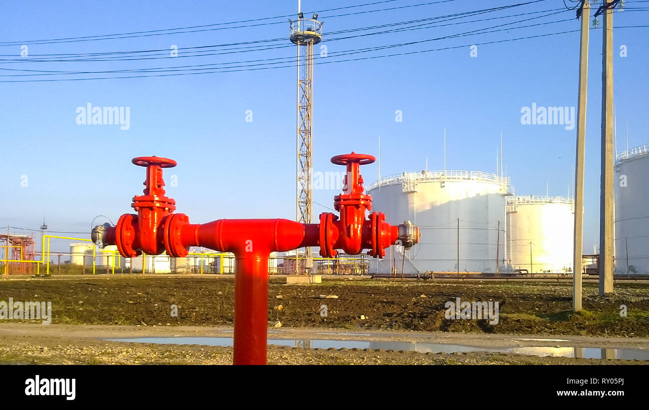 Output pipeline of fire system. A fire extinguishing system at oil ...