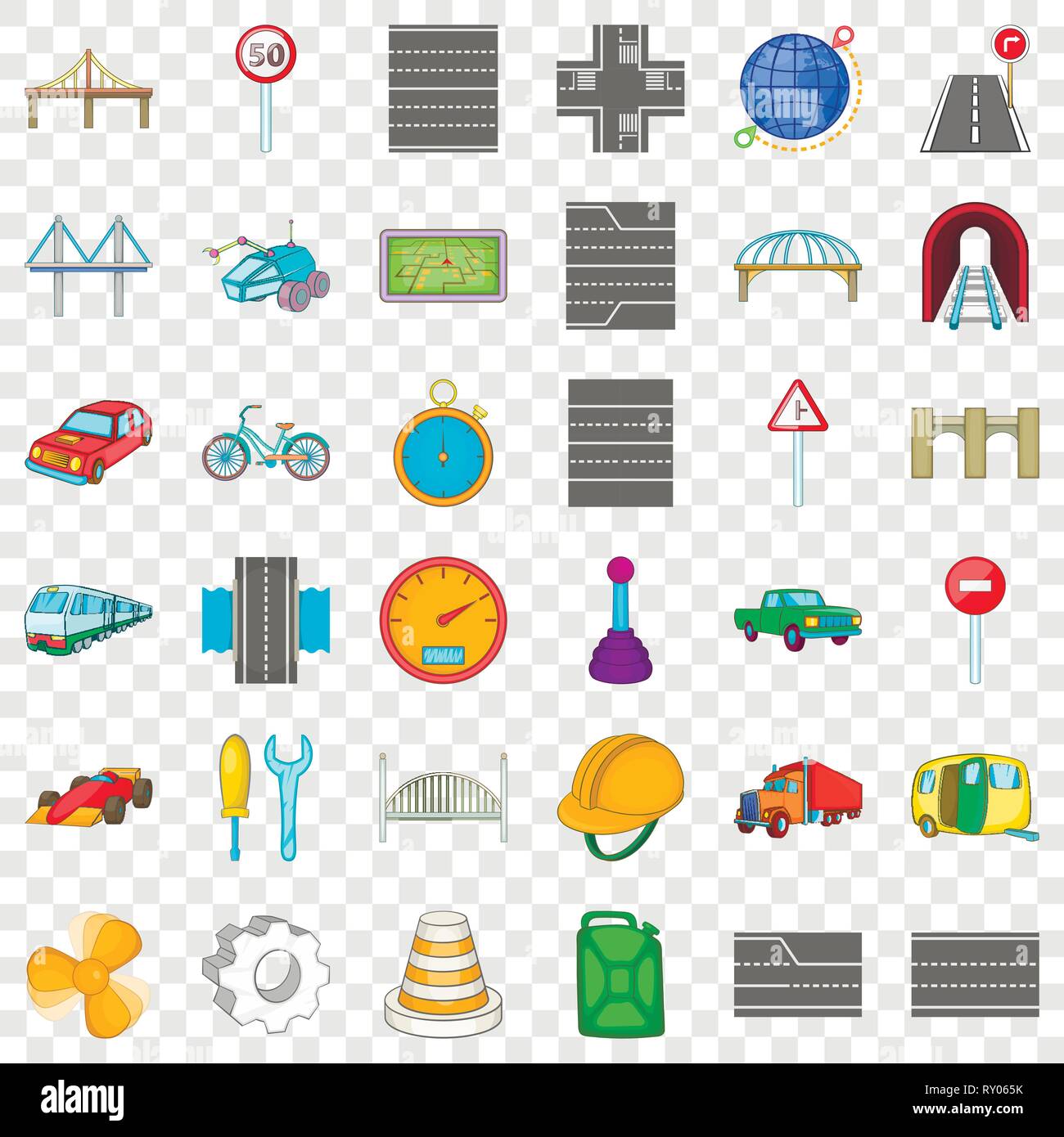 Speed road icons set, cartoon style Stock Vector Image & Art - Alamy