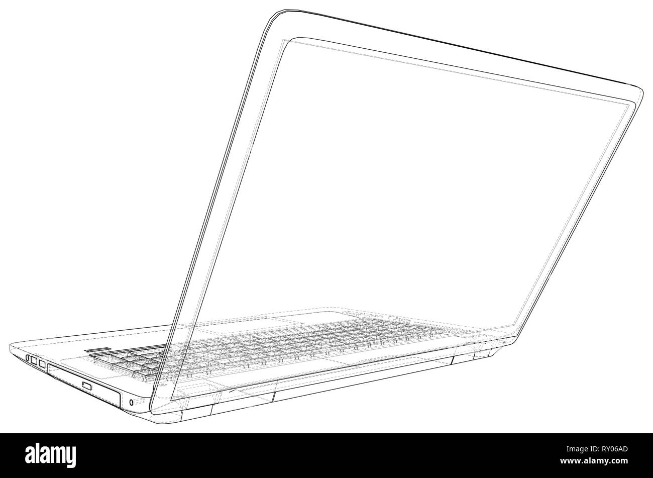 Laptop. outline computer. Vector illustration. Illustration of 3d Stock ...