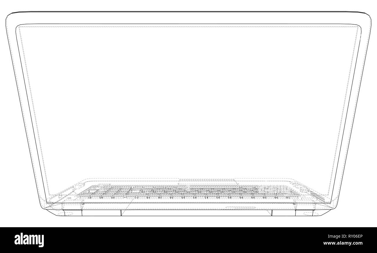 Laptop. outline computer. Vector illustration. Illustration of 3d Stock ...