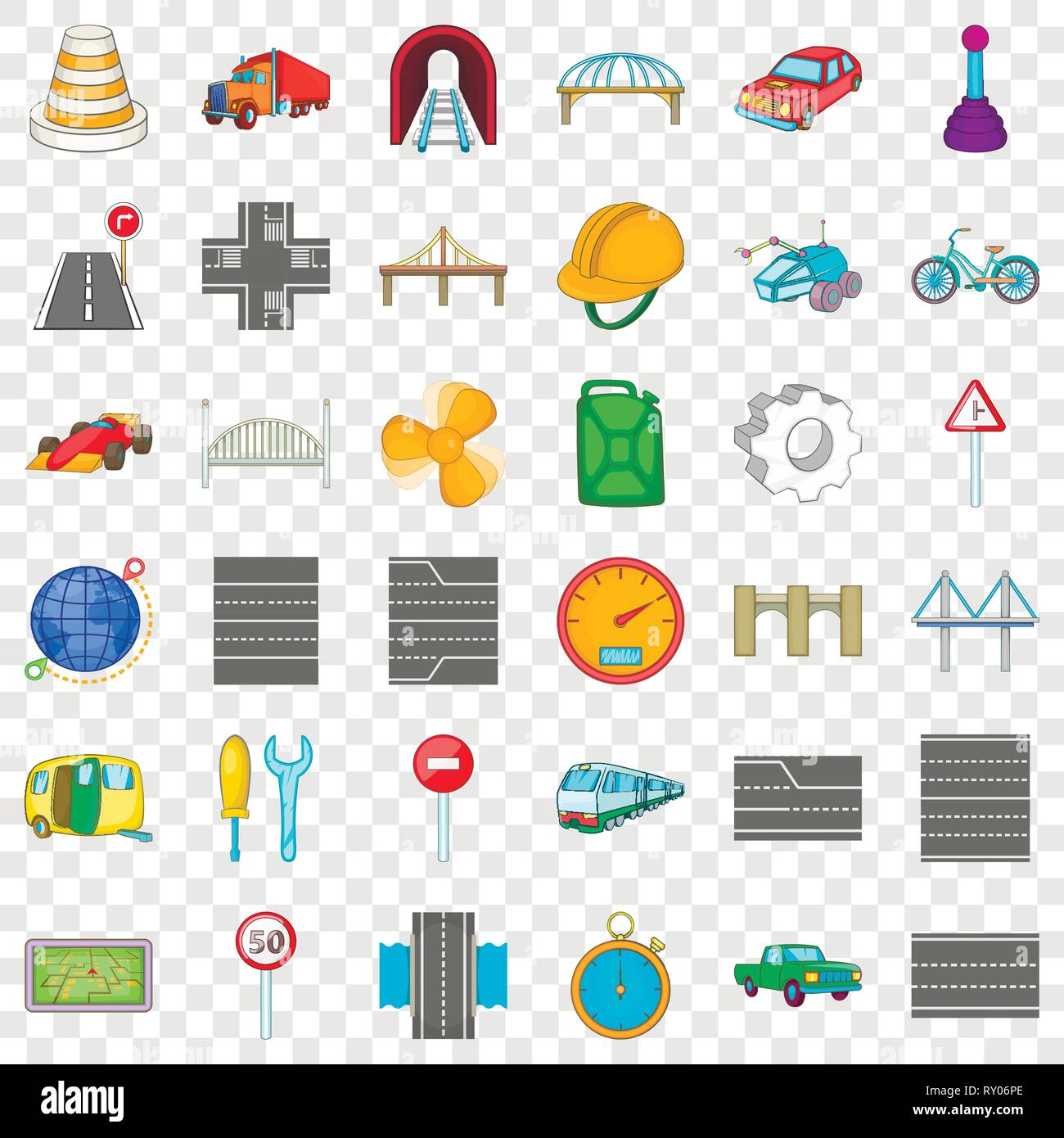 Road icons set, cartoon style Stock Vector Image & Art - Alamy