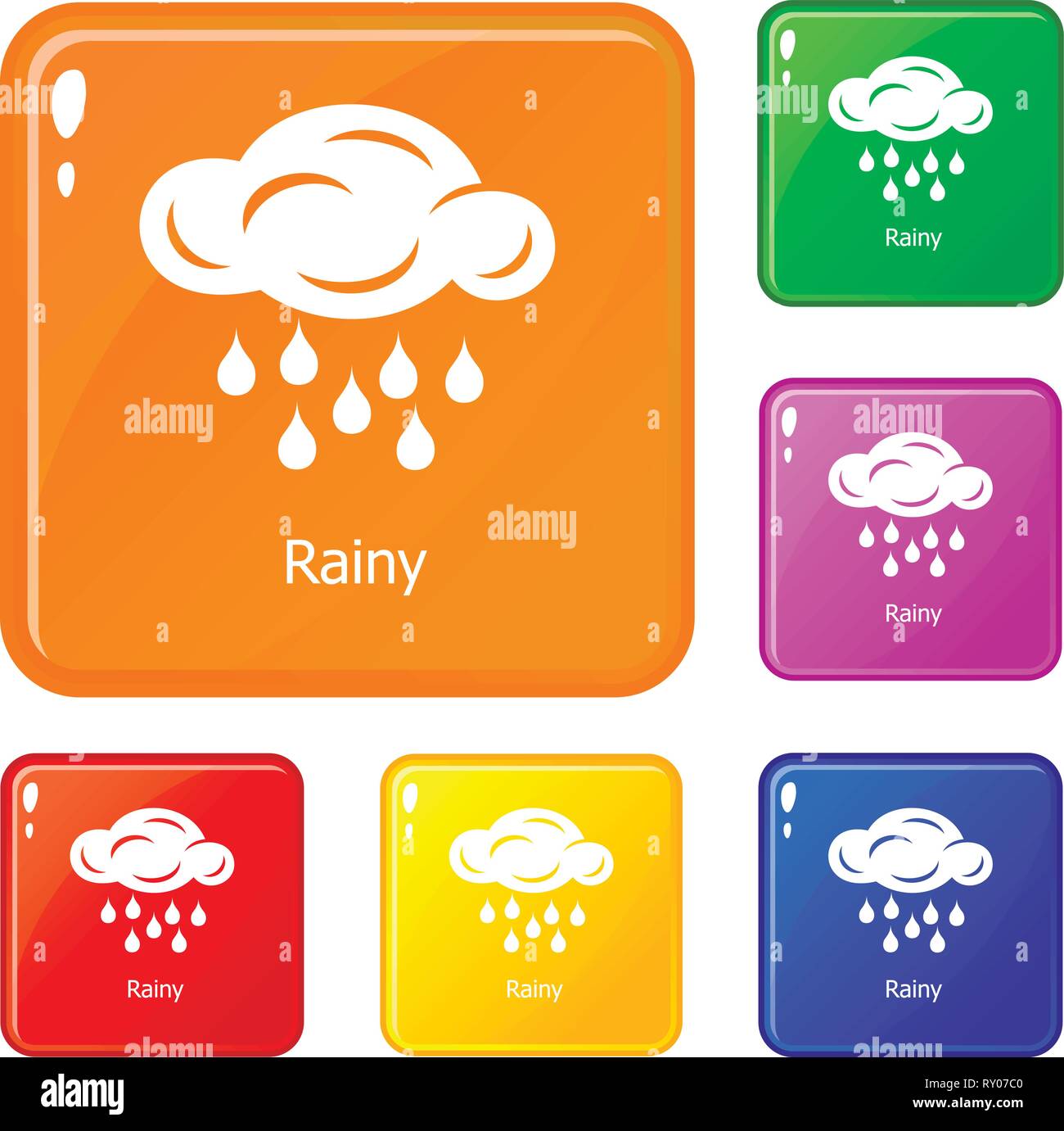 Rainy icons set vector color Stock Vector Image & Art - Alamy