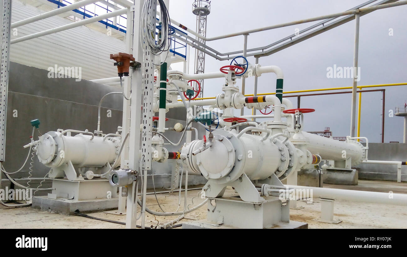 The pump for pumping hot products of oil refining Stock Photo - Alamy