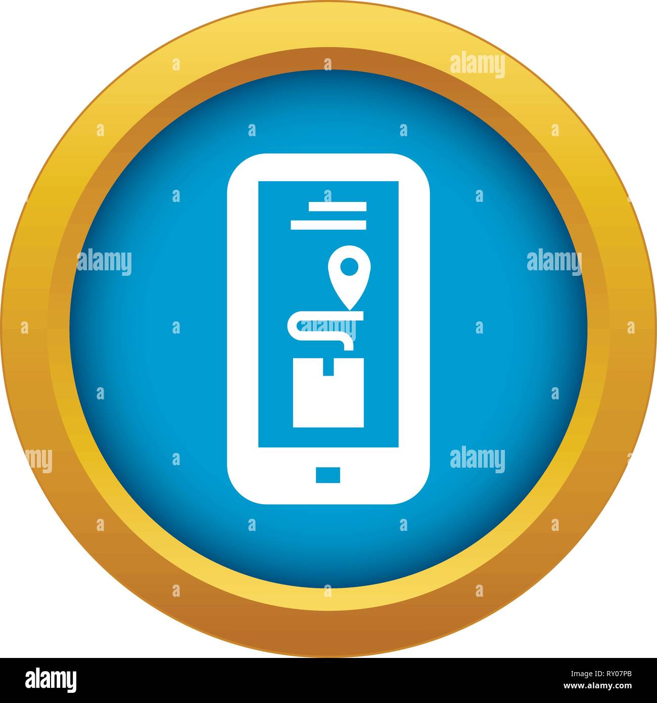 Smartphone track delivery box icon blue vector isolated Stock Vector ...