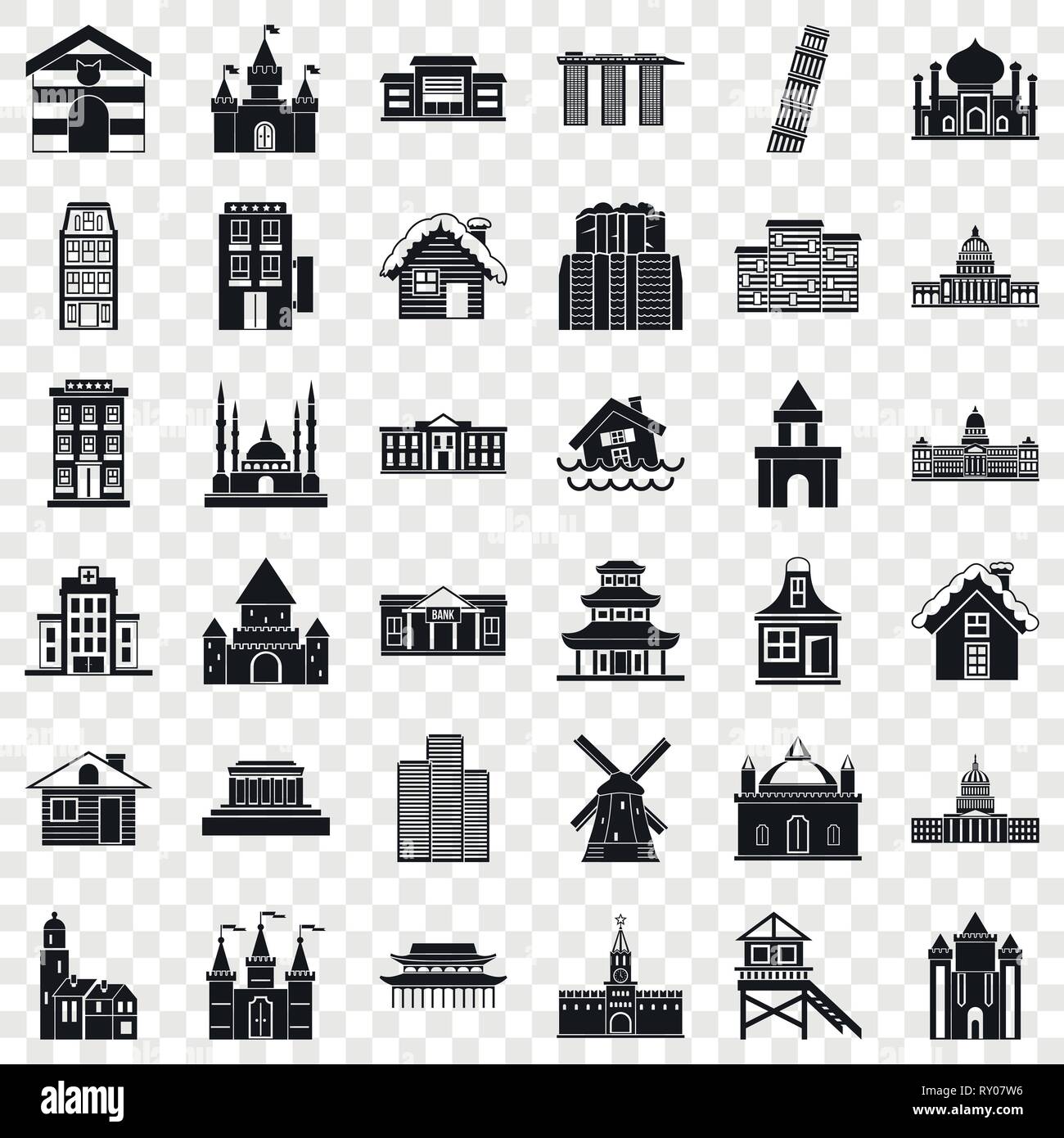 Building icons set, simple style Stock Vector Image & Art - Alamy