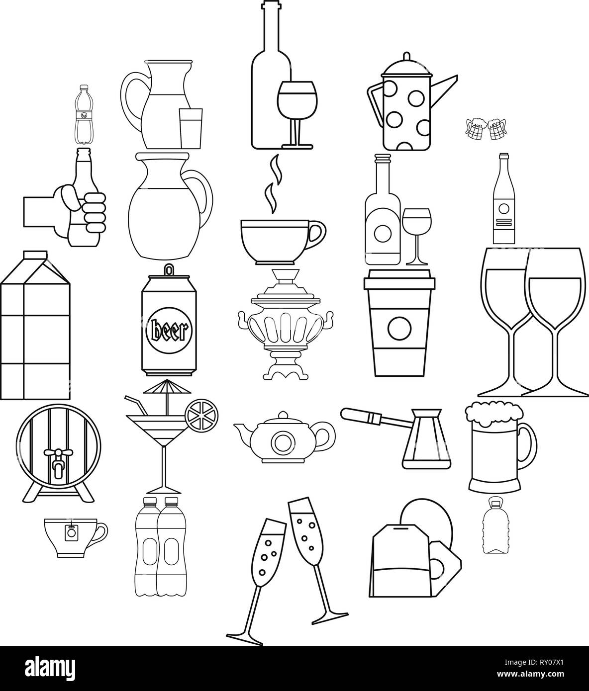 Fruit juice icons set, outline style Stock Vector Image & Art - Alamy