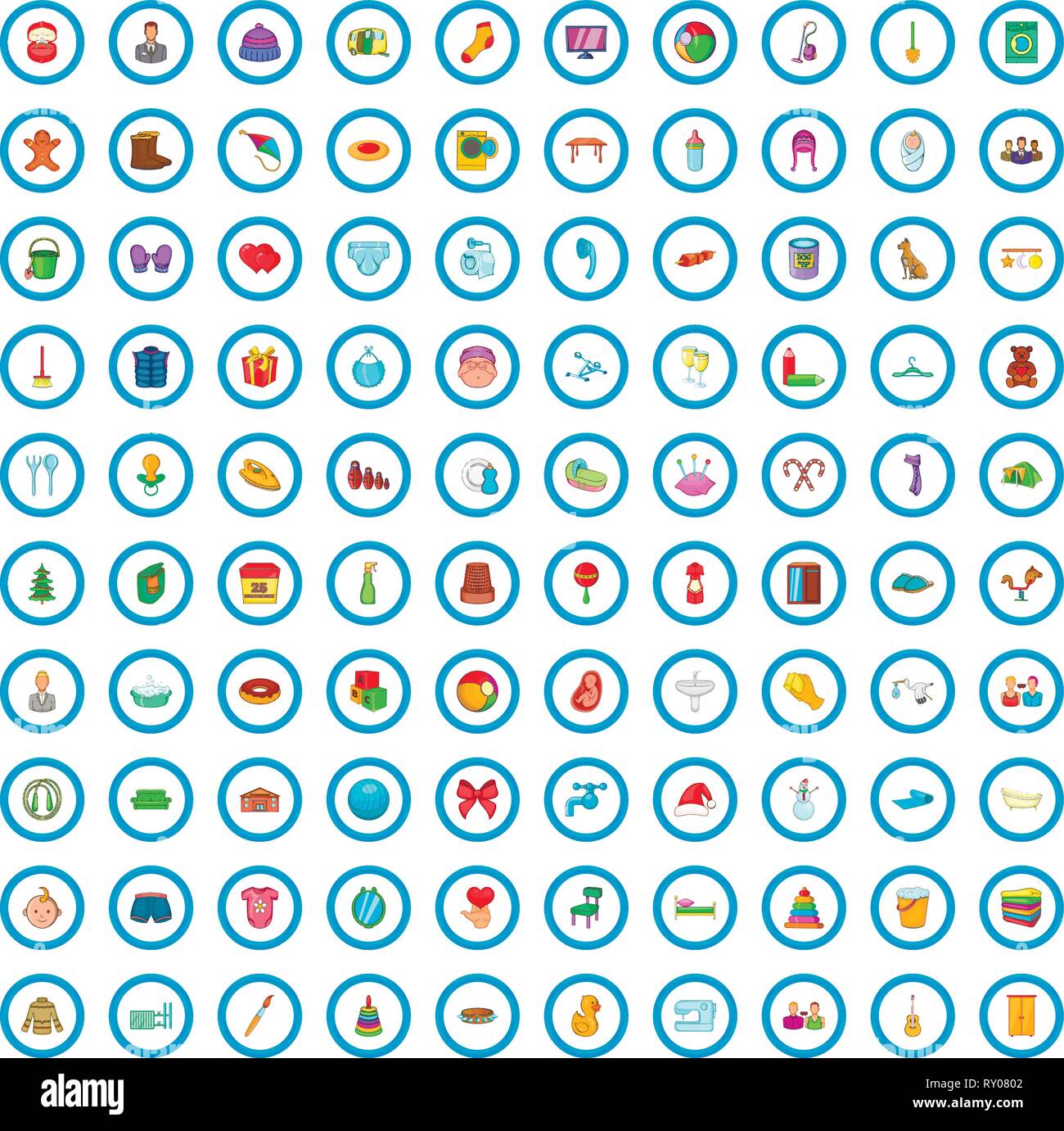 100 family icons set, cartoon style Stock Vector Image & Art - Alamy