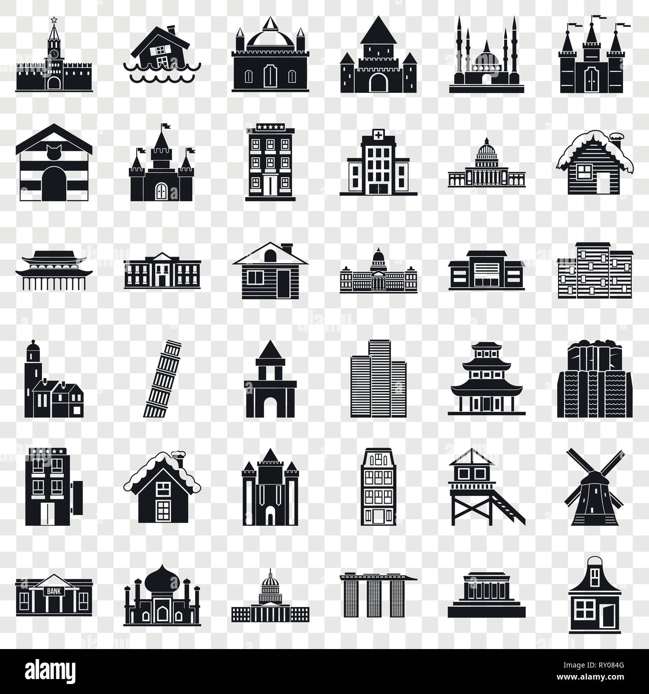 Different building icons set, simple style Stock Vector Image & Art - Alamy