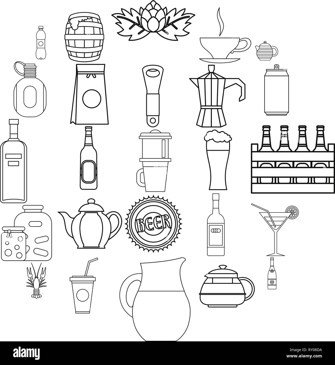 Juice icons set, outline style Stock Vector Image & Art - Alamy