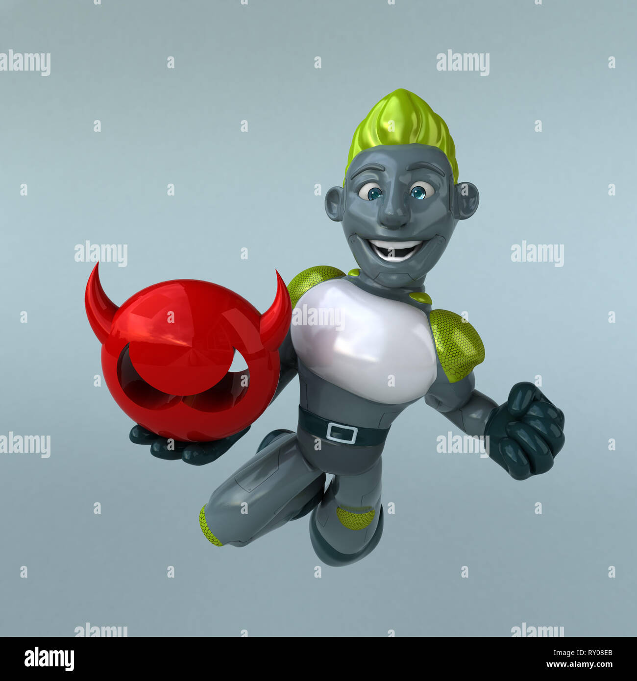 Green Robot - 3D Illustration Stock Photo - Alamy