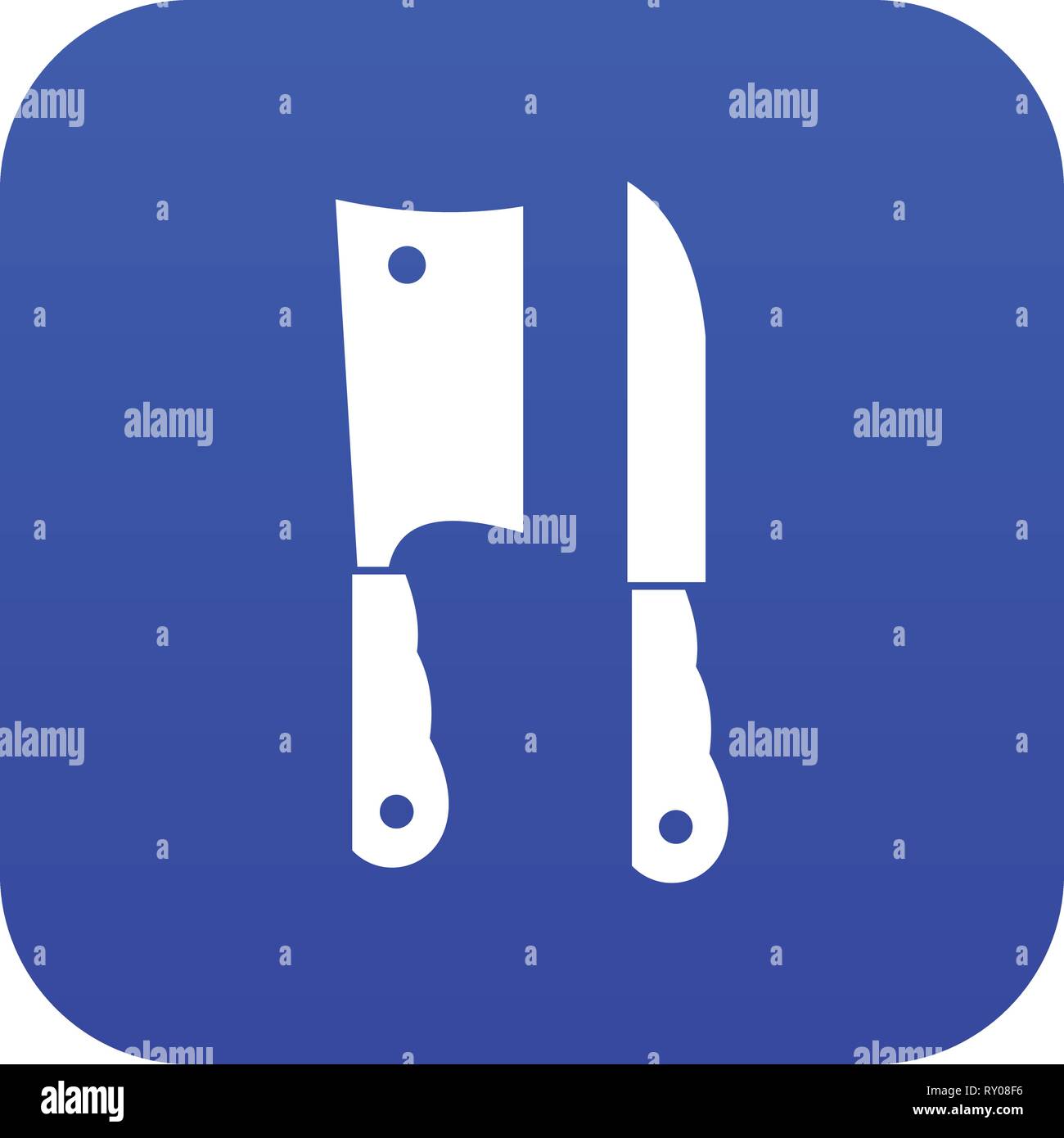 Kitchen knife and meat knife icon digital blue Stock Vector Image & Art ...