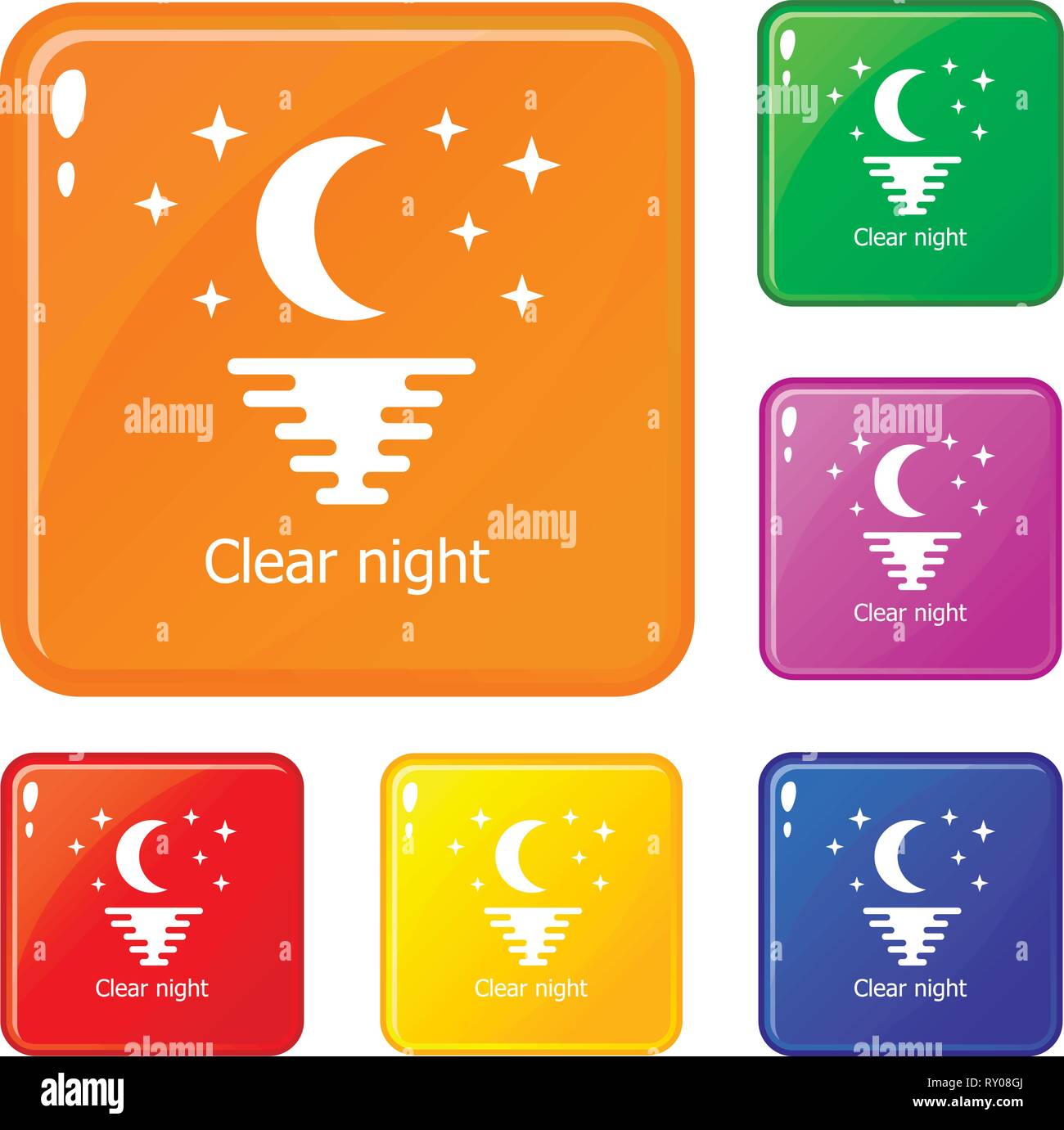 Clear night icons set vector color Stock Vector Image & Art - Alamy