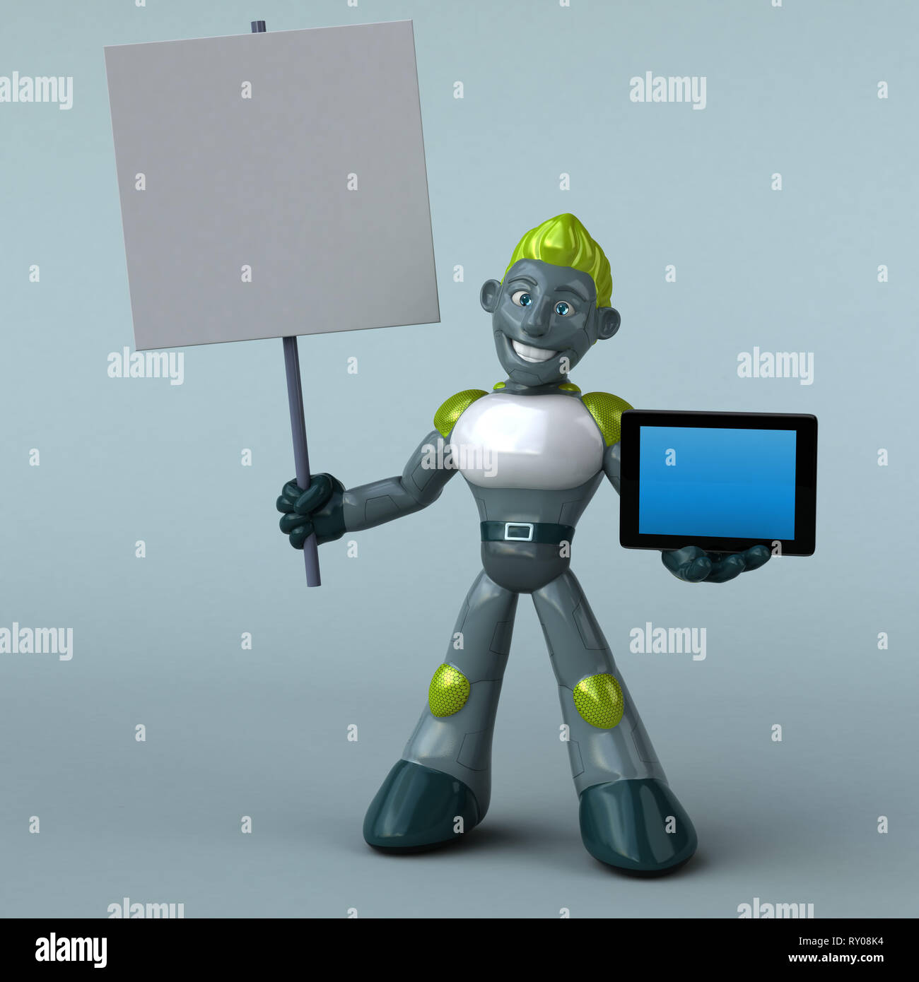 Green Robot - 3D Illustration Stock Photo - Alamy