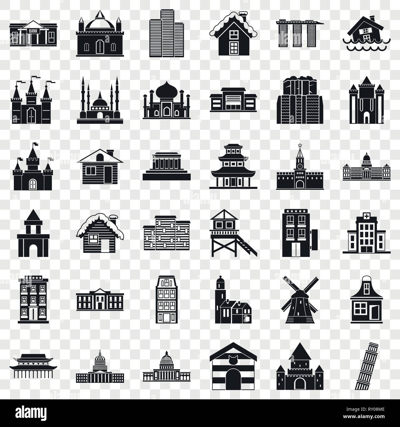 Town building icons set, simple style Stock Vector Image & Art - Alamy