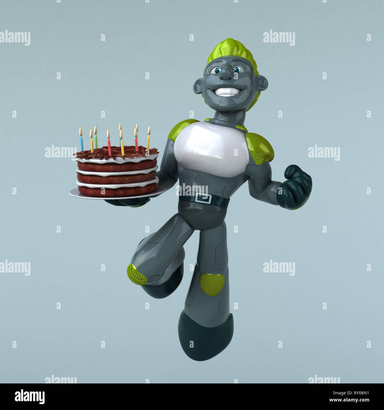 Green Robot - 3D Illustration Stock Photo - Alamy