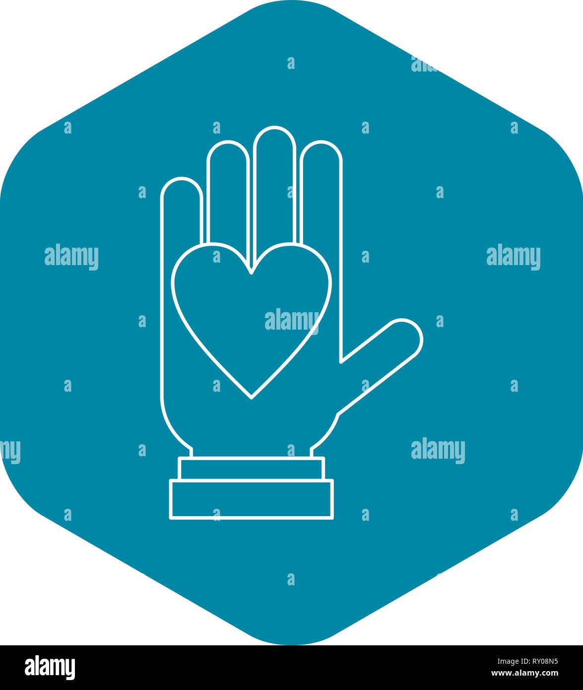 Hand with heart icon, outline style Stock Vector Image & Art - Alamy