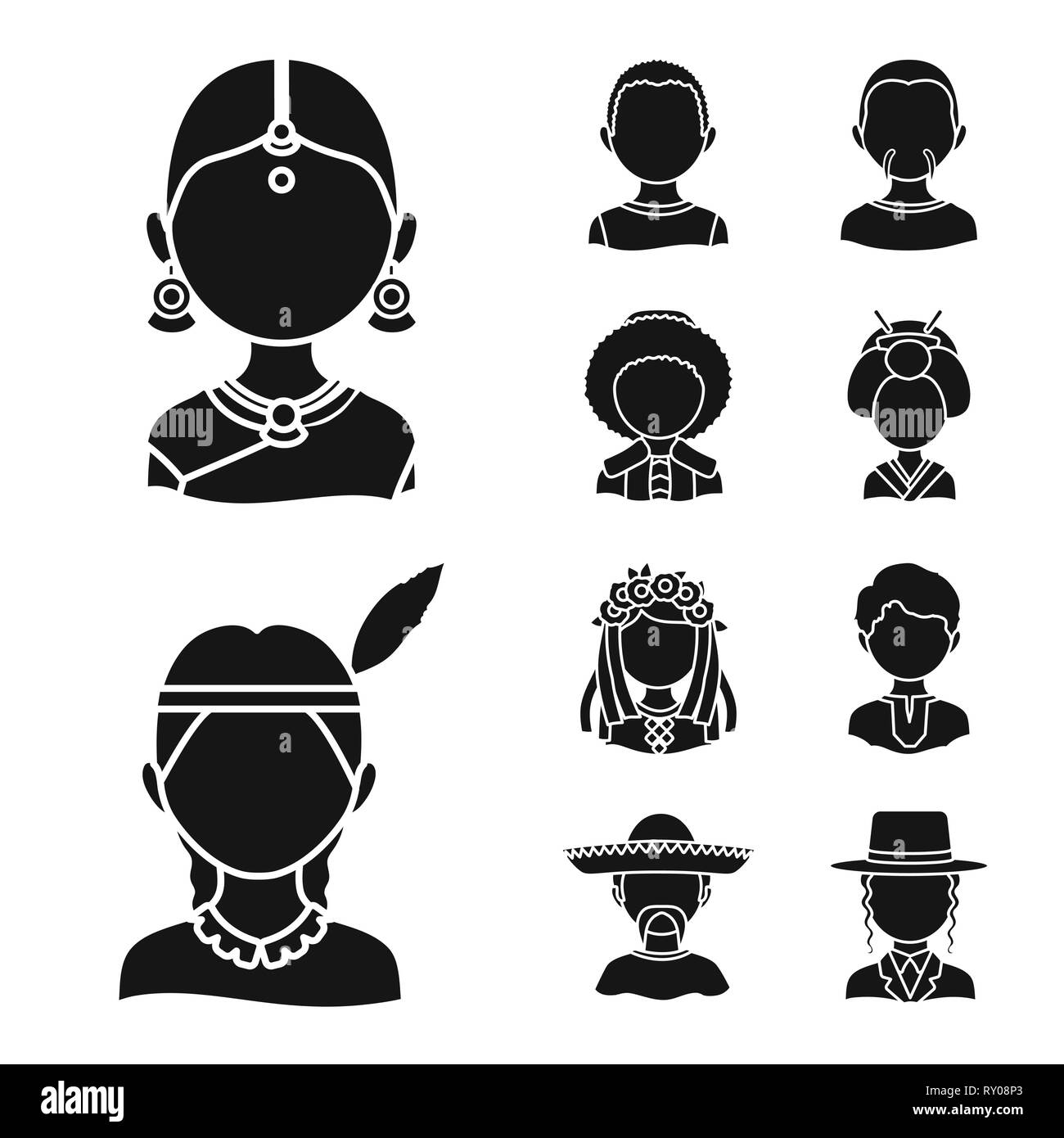 Vector design of person and culture sign. Set of person and race stock ...