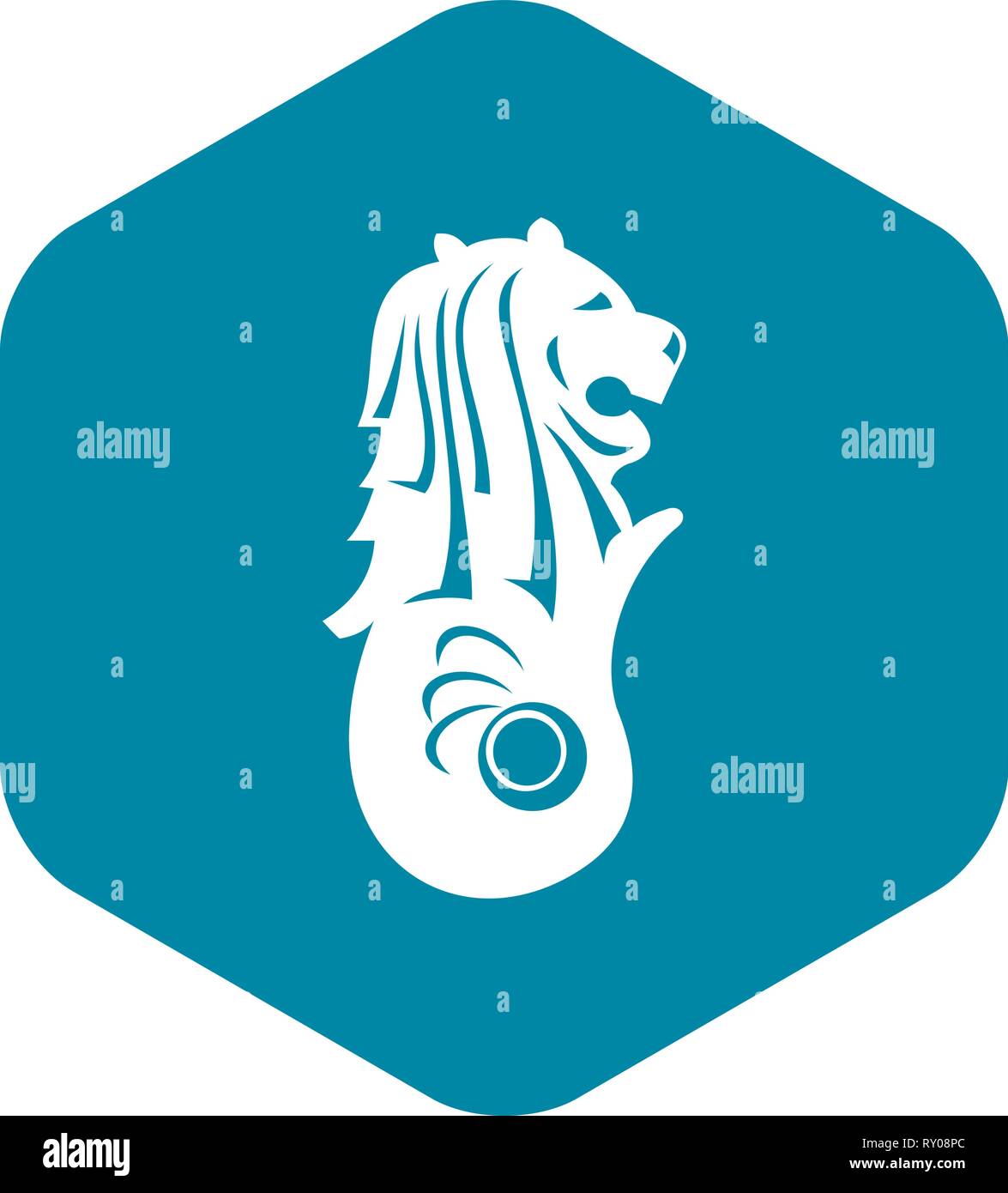 Merlion statue, Singapore icon, simple style Stock Vector Image & Art ...