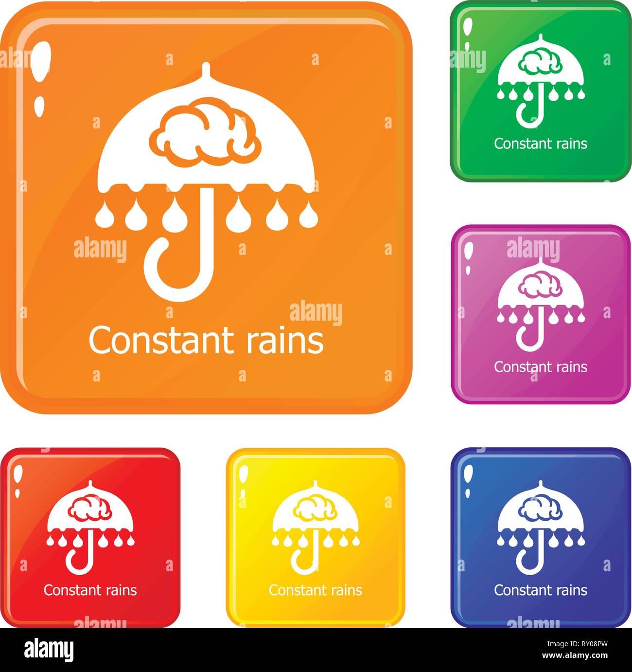 Constant rain icons set vector color Stock Vector Image & Art - Alamy