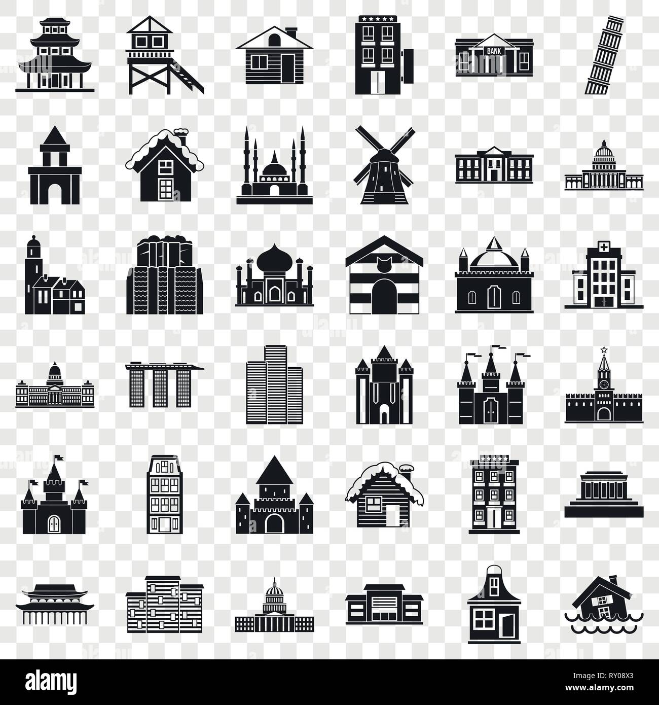 Tower building icons set, simple style Stock Vector Image & Art - Alamy